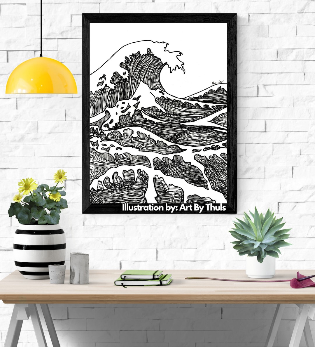 Ocean Wave Ink Art Print - (8x10) - Etsy