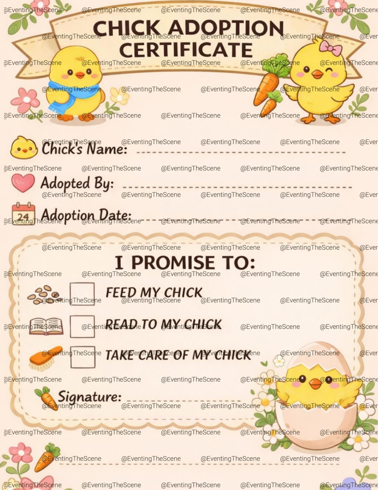 DIGITAL: Chick Adoption Certificate - Etsy