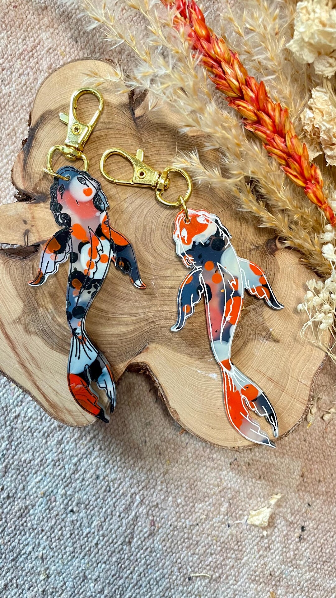 Koi Fish Keychain | Acrylic | Handmade | Gifts - Etsy