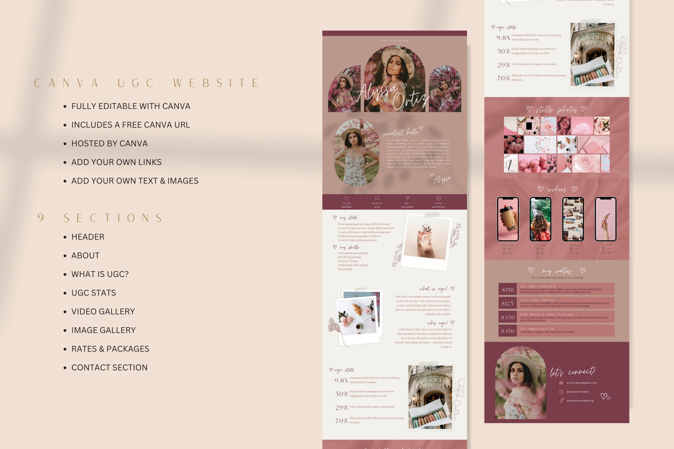 Canva UGC Portfolio Website Template With Linkinbio UGC Etsy