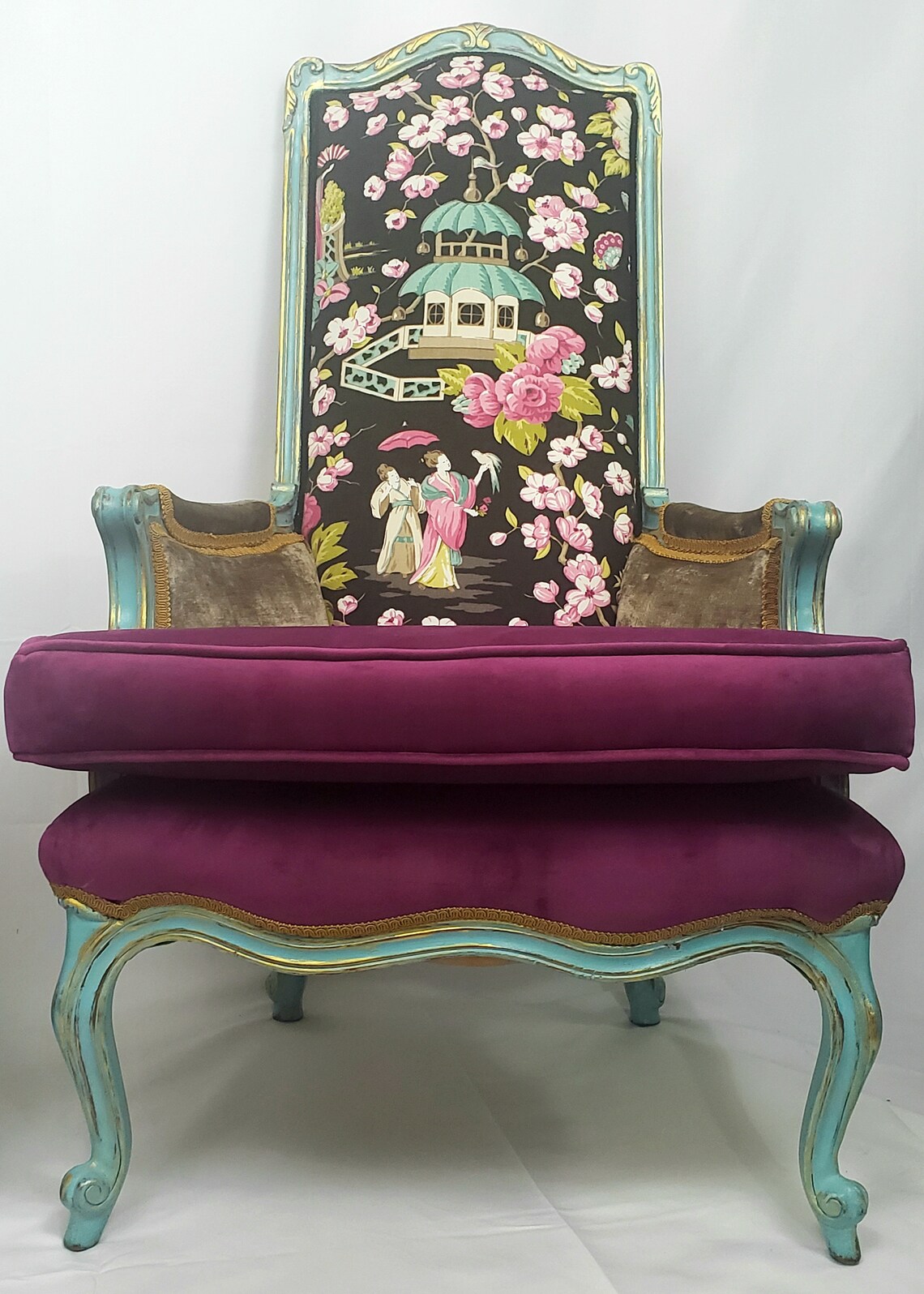 French Provencial High Back Arm Chairs | Etsy