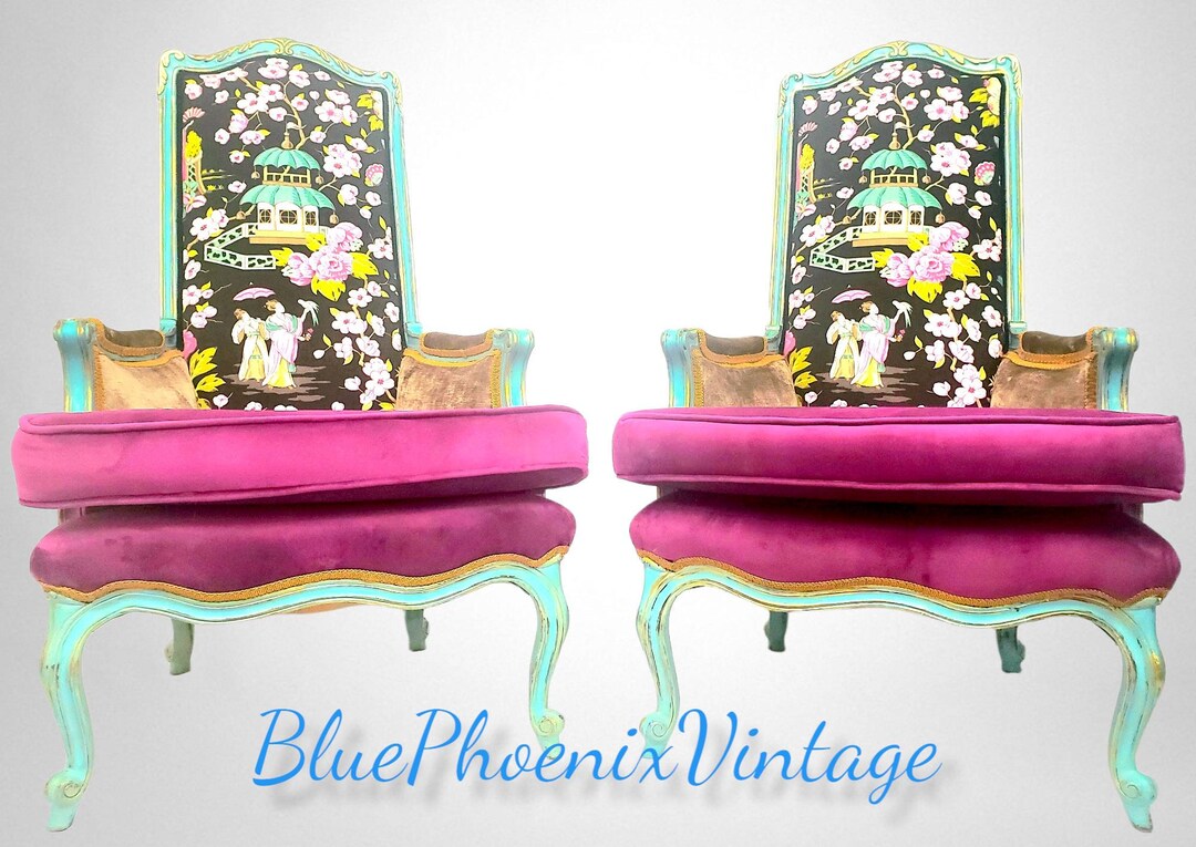French Provencial High Back Arm Chairs - Etsy