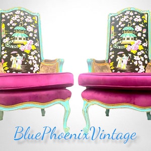 French Provencial High Back Arm Chairs - Etsy