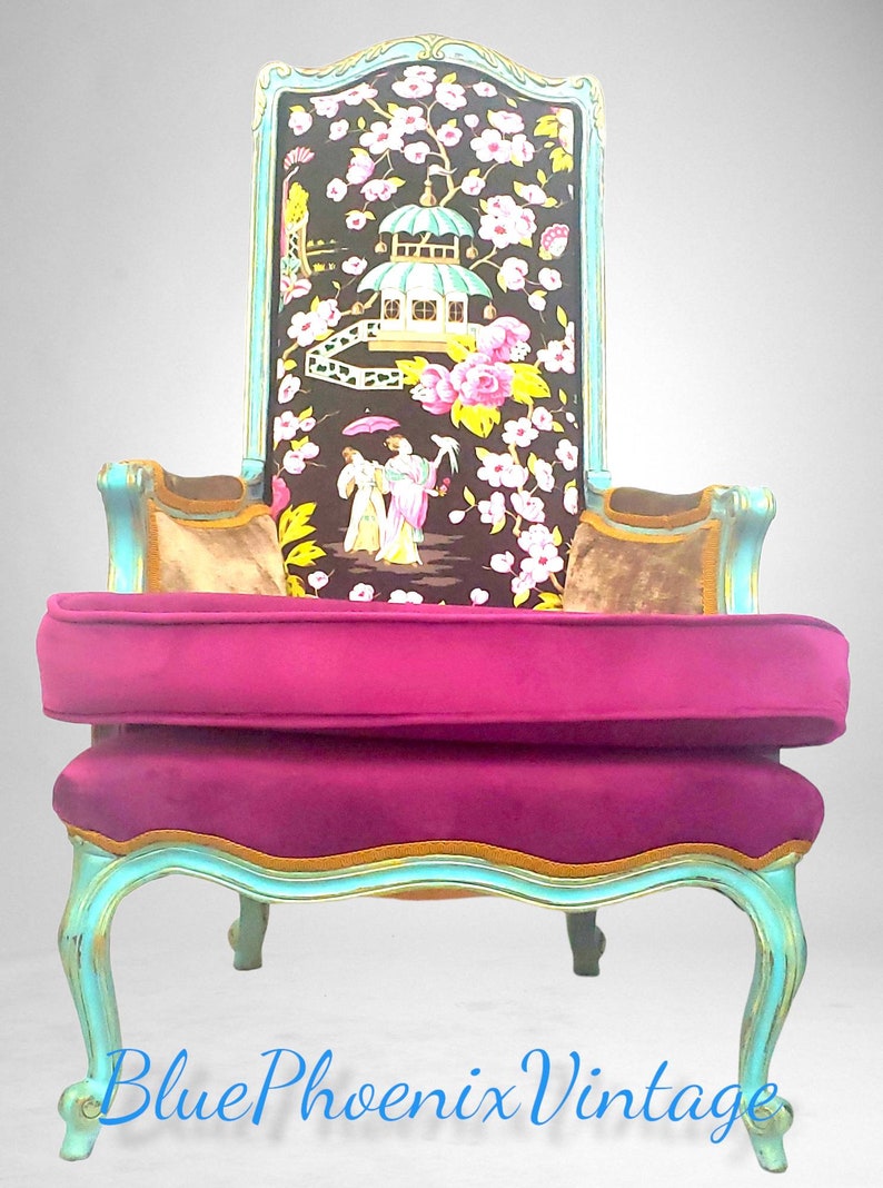 French Provencial High Back Arm Chairs - Etsy