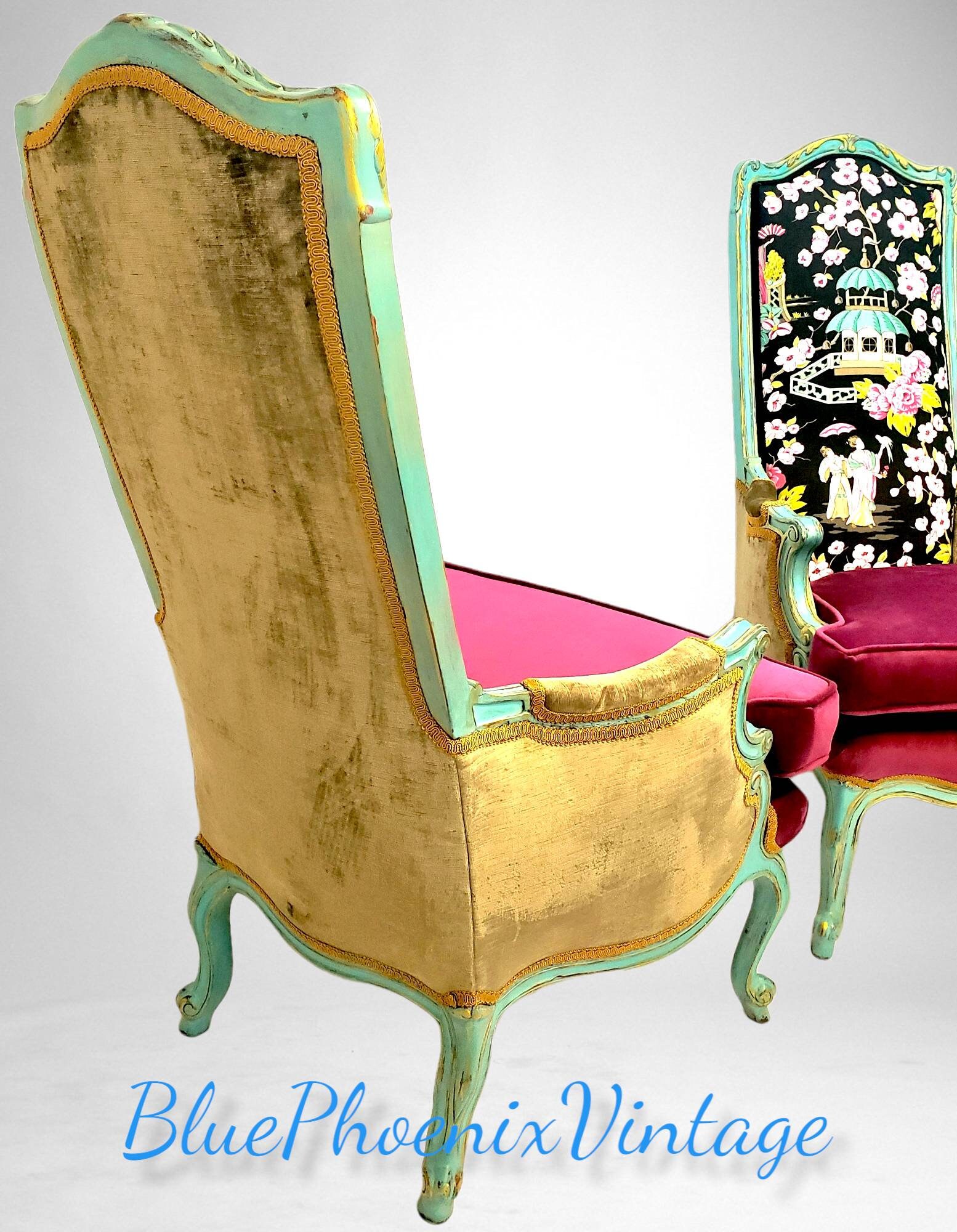 French Provencial High Back Arm Chairs - Etsy