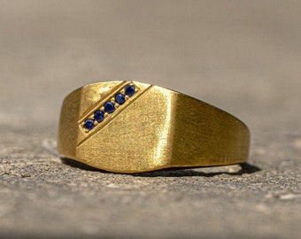 Mens Sapphire Signet Ring | Etsy