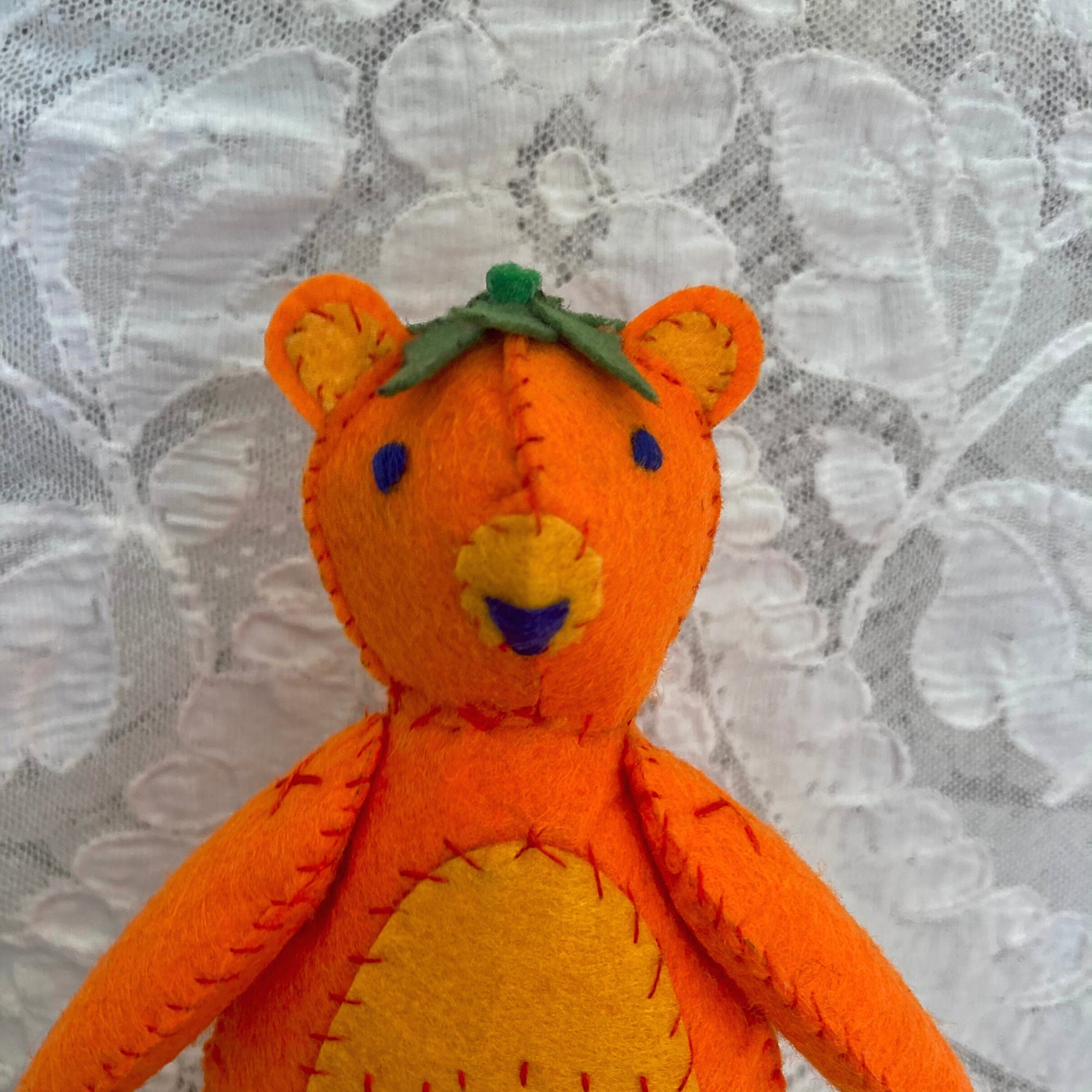 Stuffed Fruit Themed Bear Collectible, Bright Orange Bear, Cute Felt ...