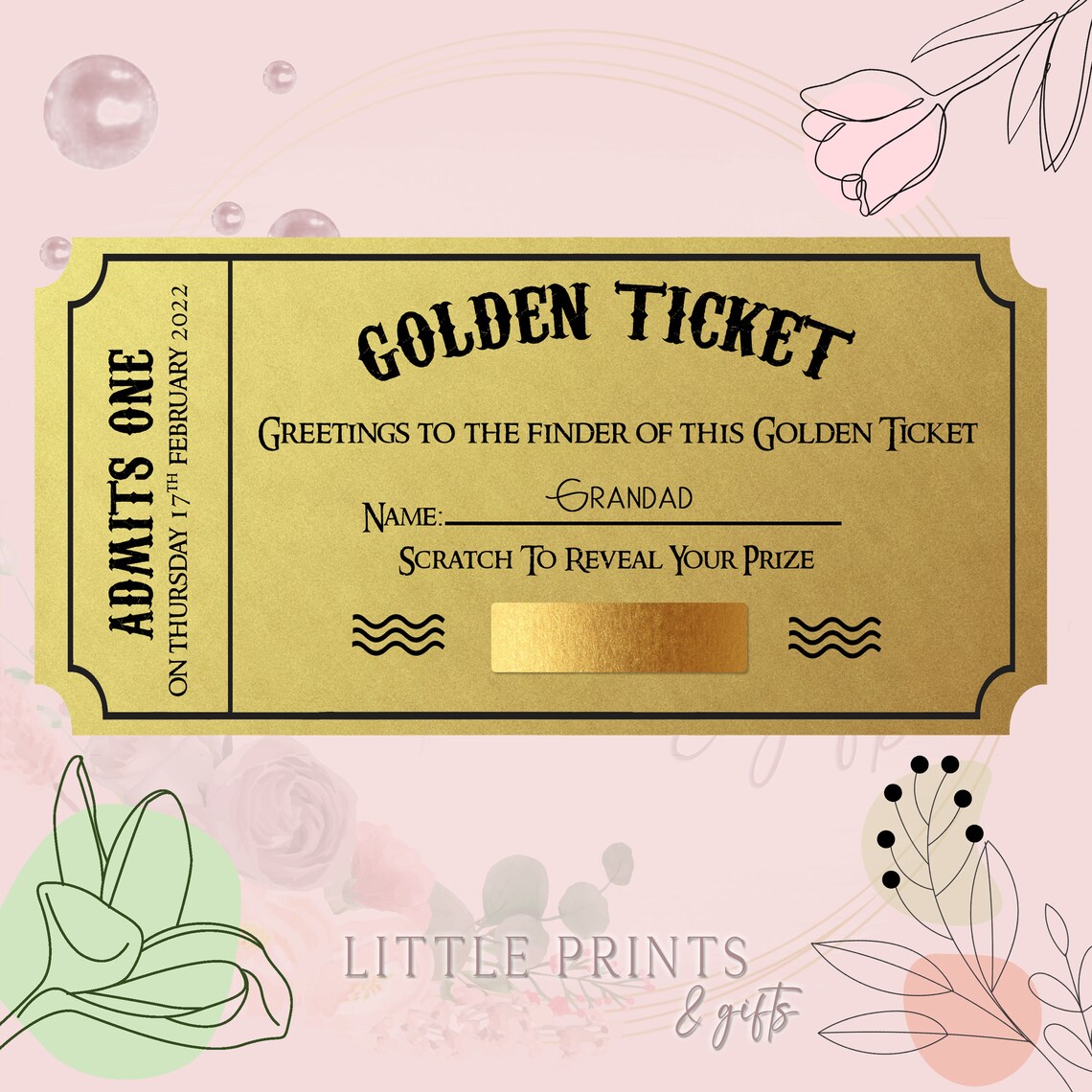 Golden Ticket Scratch Card Surprise Reveal for - Etsy