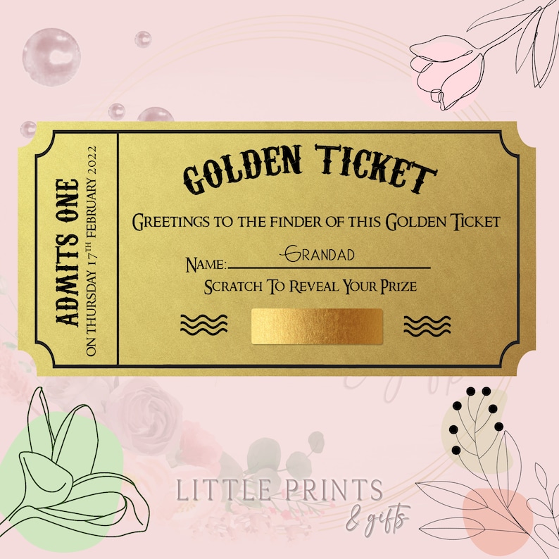 Golden Ticket Scratch Card Surprise Reveal for - Etsy