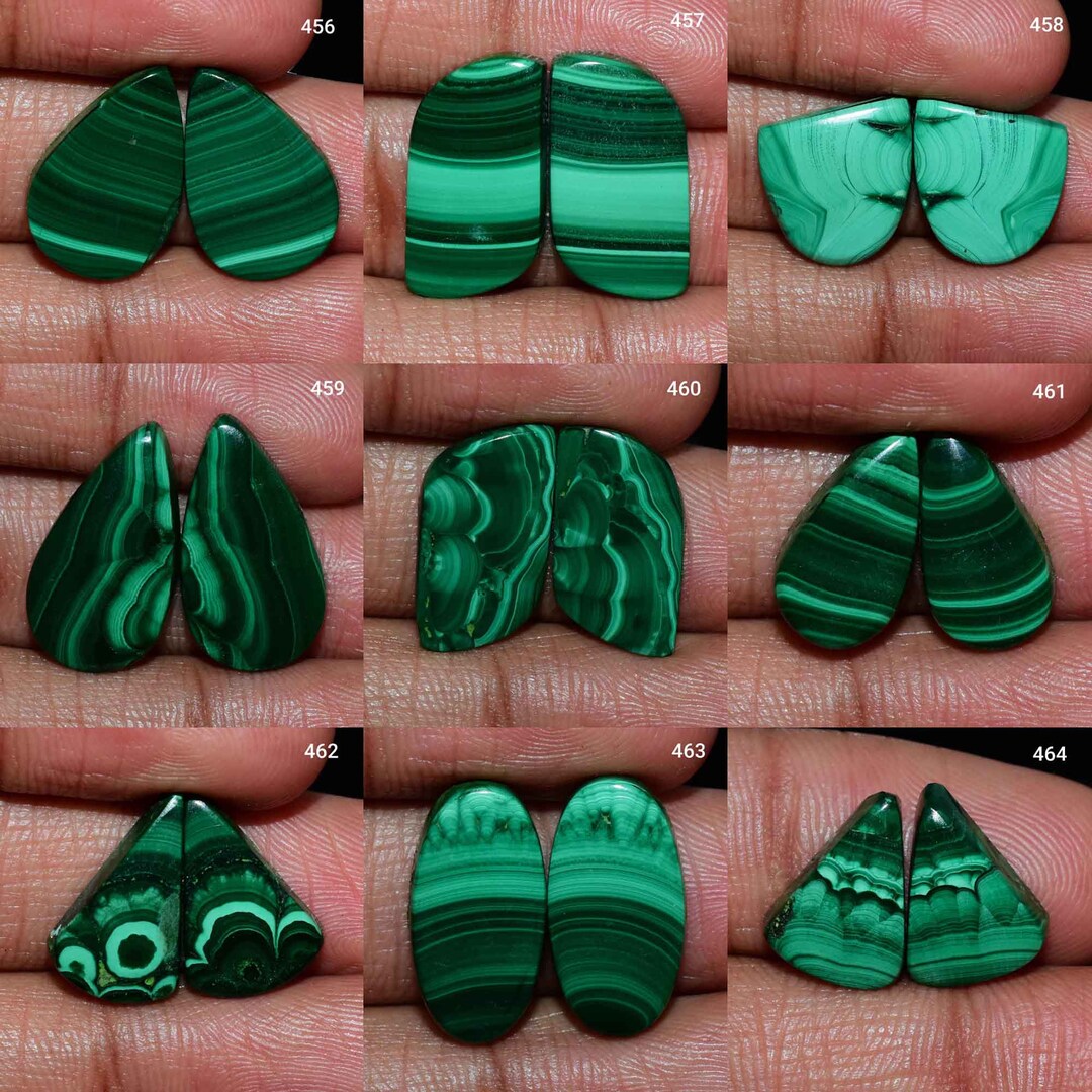 Beautiful Matched Pair, Malachite Cabochon, Malachite Jewelry ...