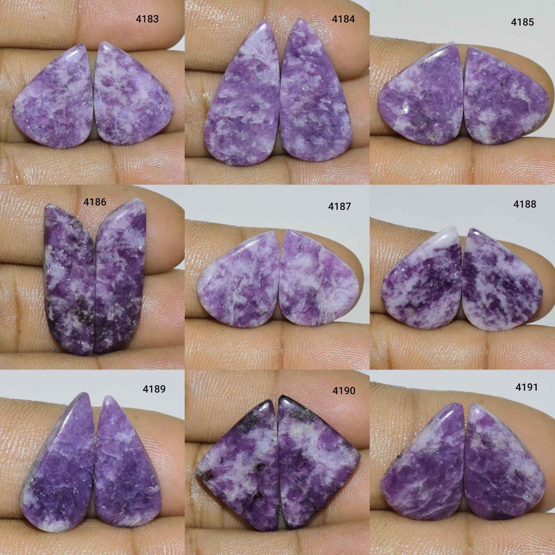 Designer Matched Lepidolite Pair Cabochon, Natural Lepidolite Pair ...