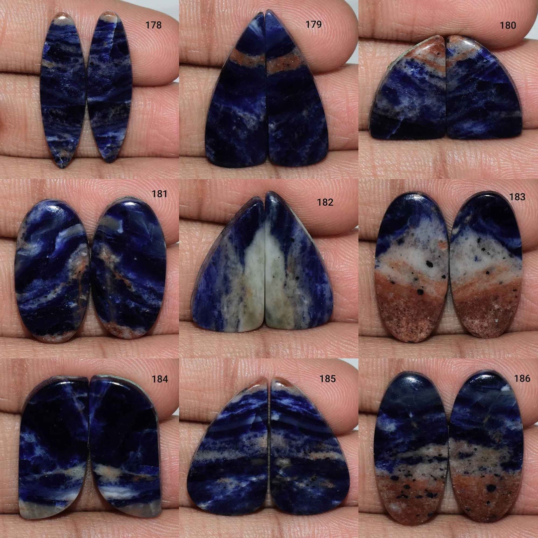 70% OFF Matched Pair Sodalite Cabochon, Sodalite Jewelry, Natural ...