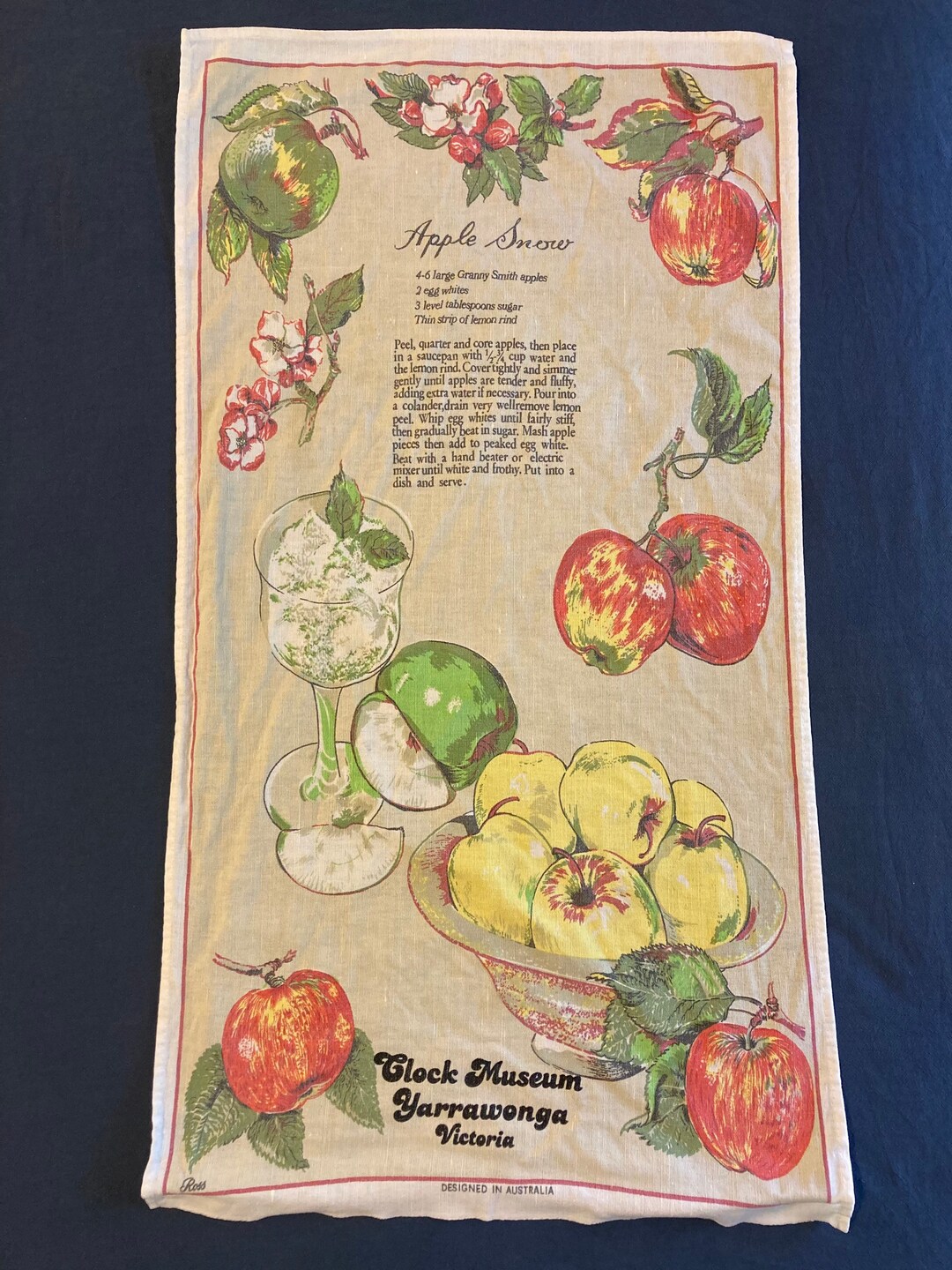 Clock Museum Yarrawonga Apple Snow Recipe Souvenir Teatowel - Etsy