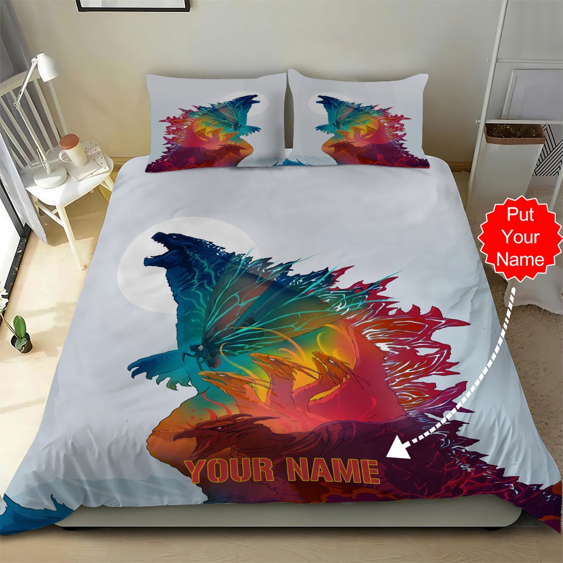 Godzilla Bedding Set 1 Duvet Cover2 Pillowcases Covers Gift | Etsy