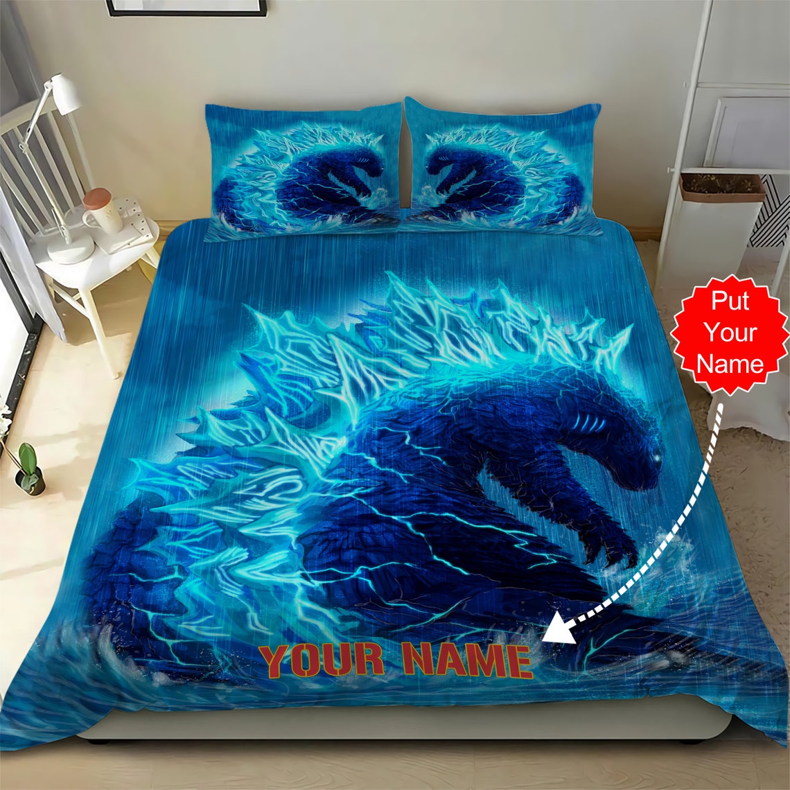 Godzilla Bedding Set 1 Duvet Cover2 Pillowcases Covers Gift | Etsy
