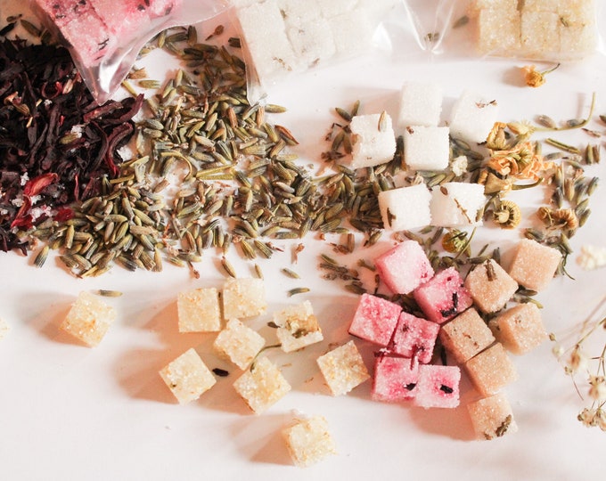 Decorative Sugar Cubes Royal Icing Flowers on Sugar Cubes Pink, Light ...