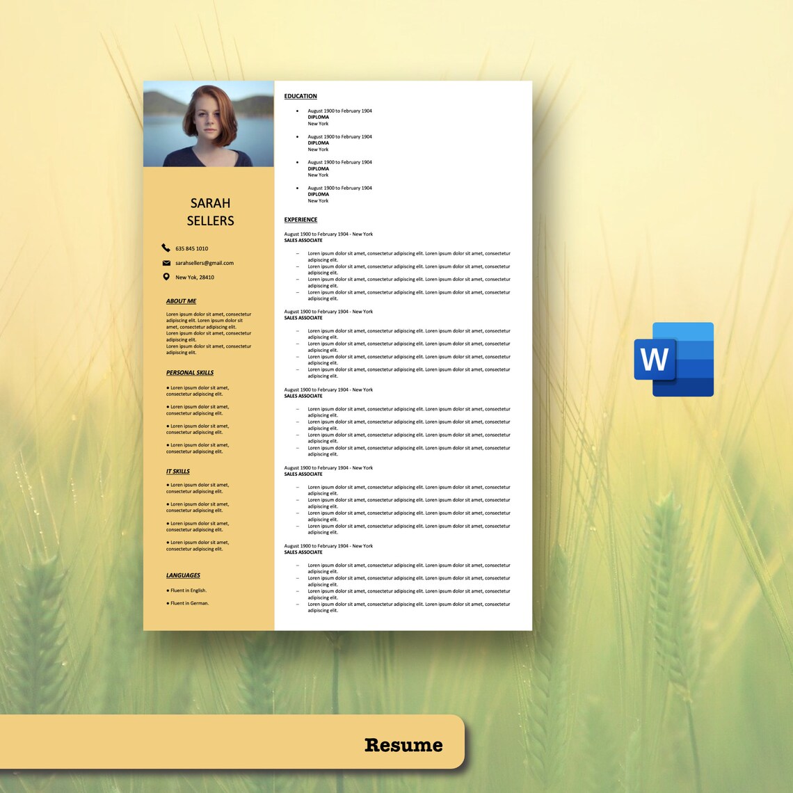 Bold Resume CV Template Word Resume Template Word - Etsy Bold Resume CV Template Word Resume Template Word - Etsy