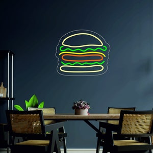 Burger LED Neon Sign, Sandwich Led Light, Hamburger Kitchen Decor Led ...