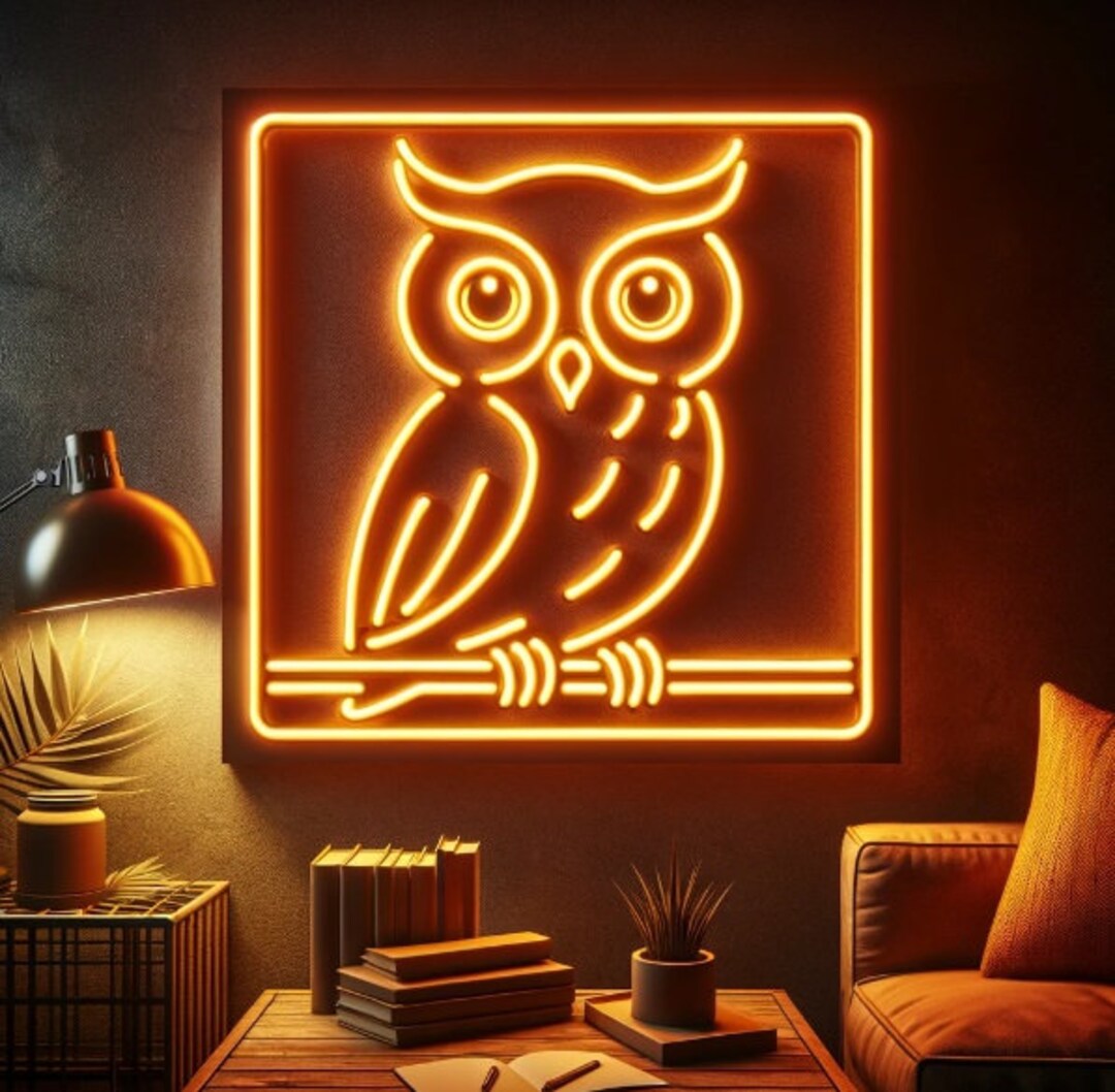 Owl Neon Sign, Neon Owl Sign, Owl Neon Light, Owl-shaped Neon Sign ...