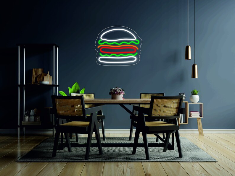 Burger LED Neon Sign Sandwich Led Light Hamburger Kitchen - Etsy
