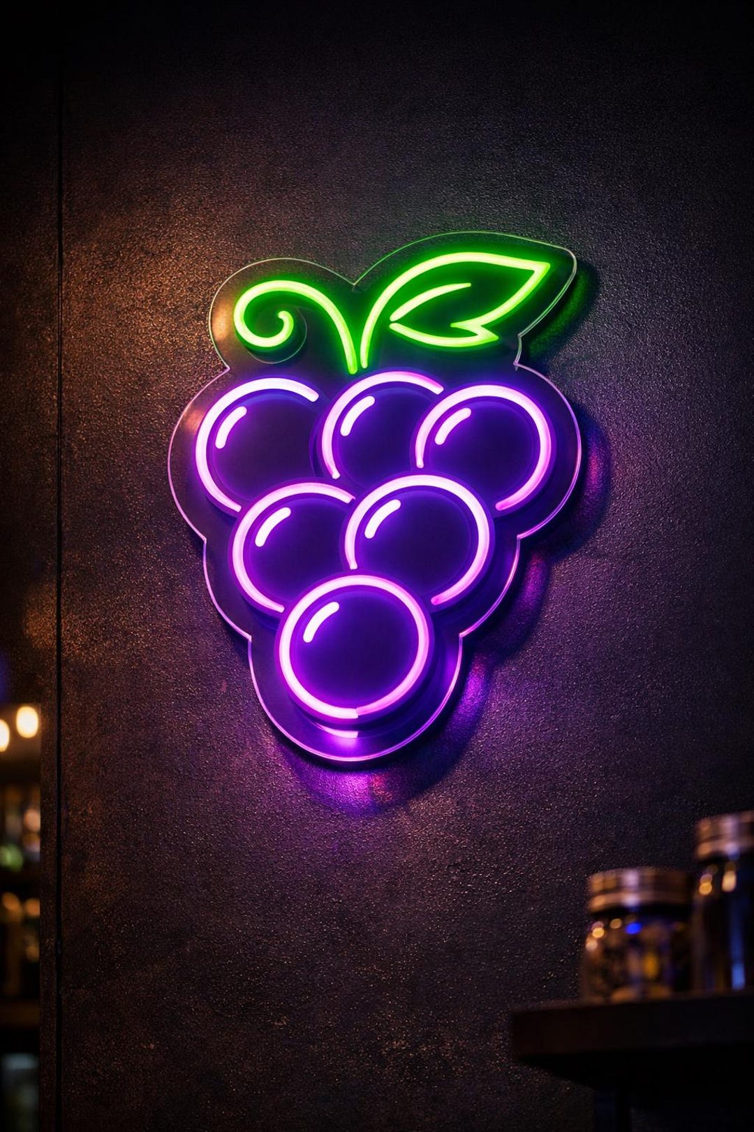 Grape Neon Sign – Wine Bar & Kitchen Wall Decor, Purple Grape Bunch ...