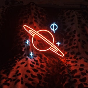 Planet LED Neon Sign, Saturn Planet Neon Sign, Planet Galaxy Neon Signs ...