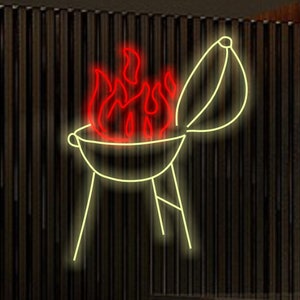 Neon Grill Sign, BBQ Neon Sign, Barbecue Neon Sign, Grilling Restaurant ...