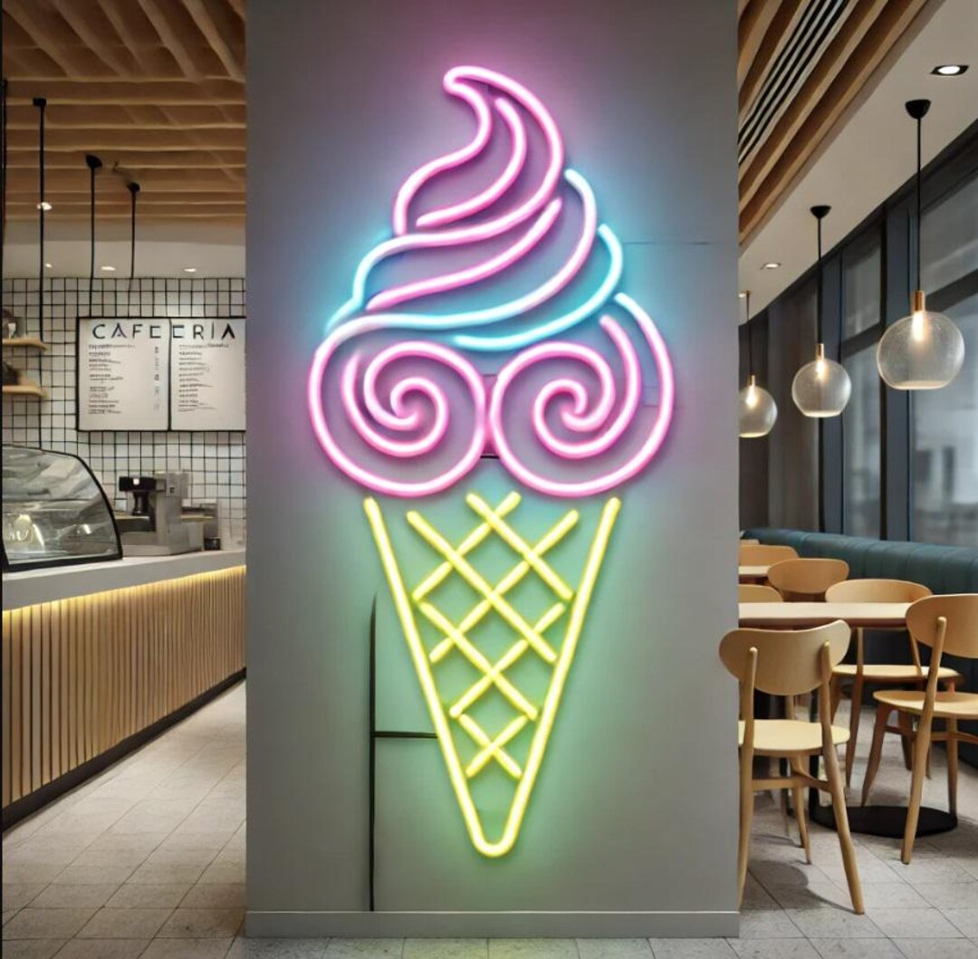Ice Cream LED Neon Light | Wall Hangings Decor for Home, Bar Neon Sign ...