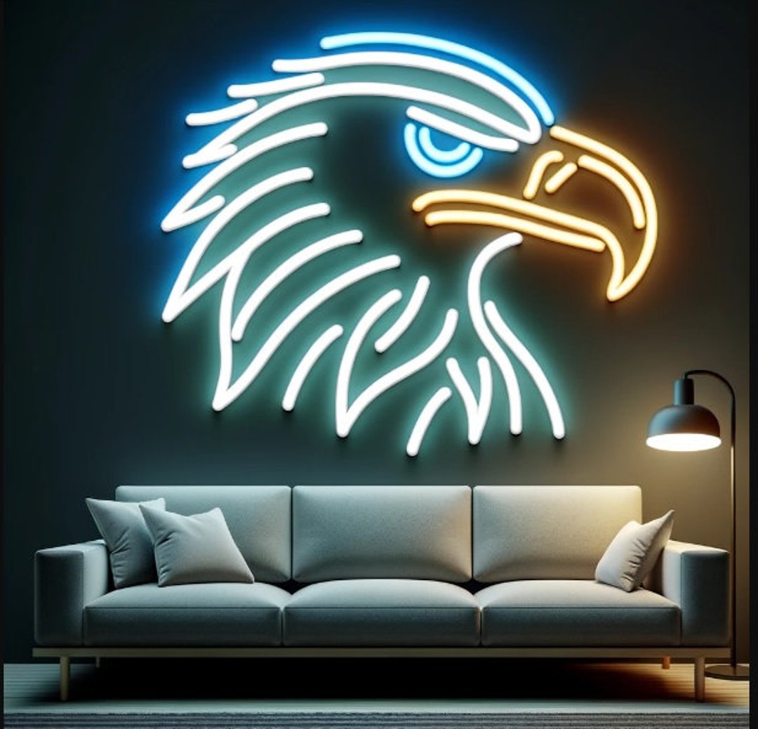Eagle's Head Neon Sign, Neon Sign With Eagle Design, Eagle-shaped Neon ...