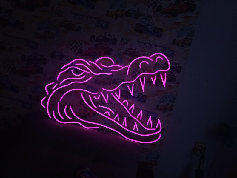 Neon Crocodile Sign, Crocodile Neon Light, Neon Sign With Crocodile ...