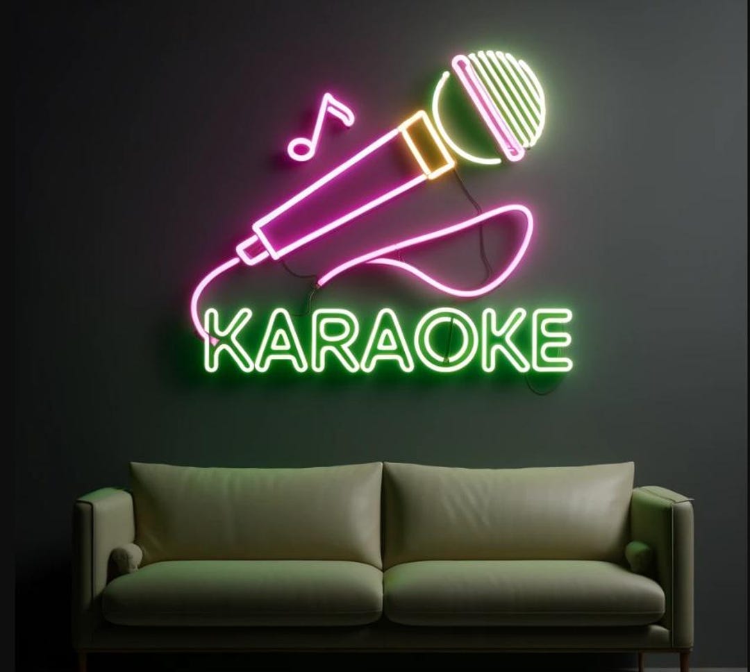 Karaoke Bar Sign, Karaoke Neon Sign, Microphone Neon Light, Stand up ...