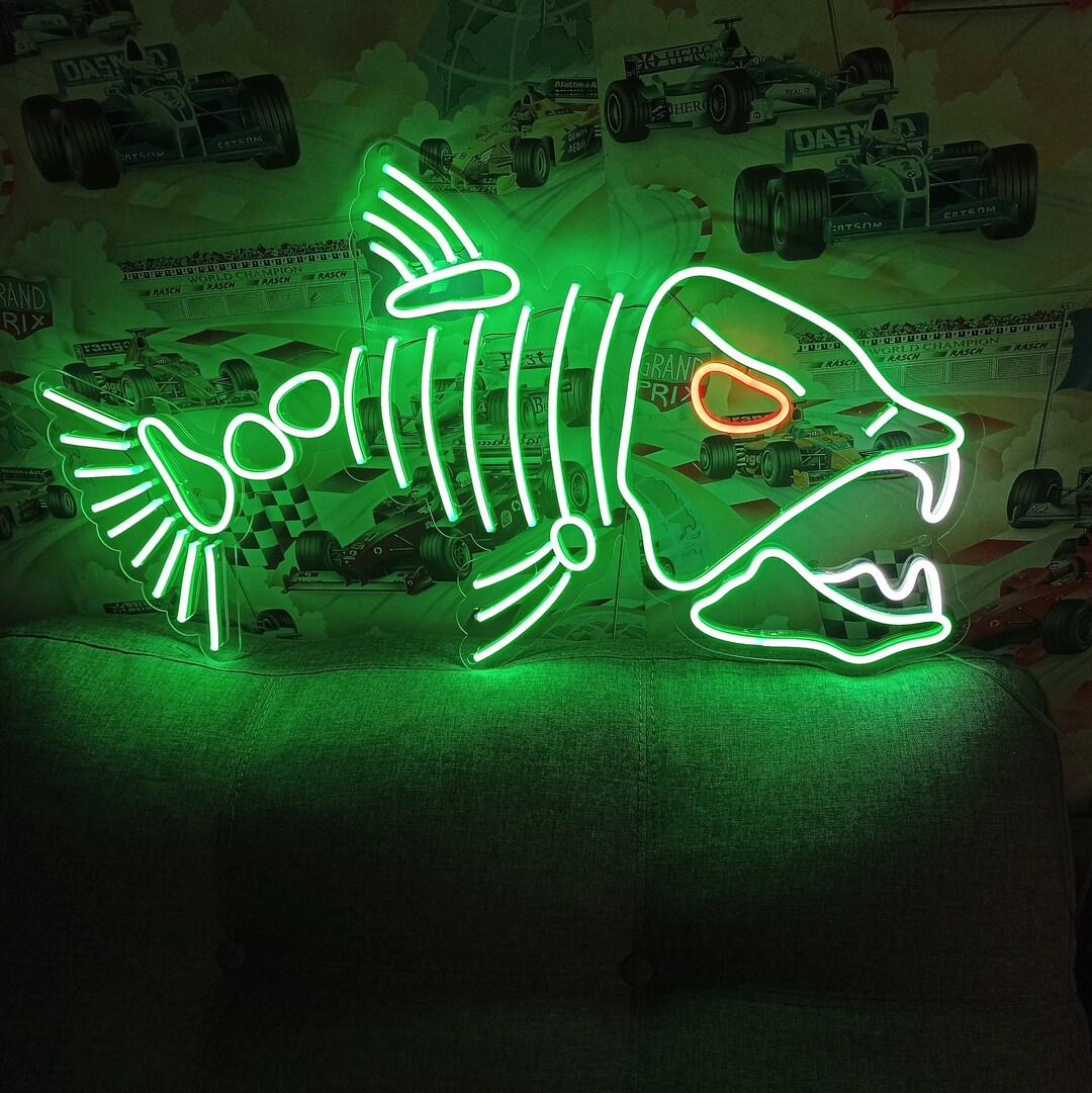 Fish Neon Sign, Skeleton Fish Neon Sign, Gift for a Fisherman ...
