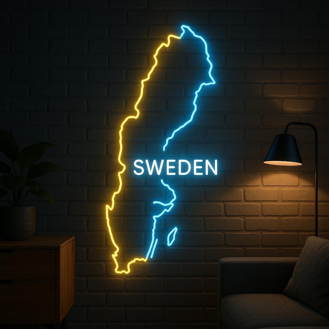 Sweden Map Neon Sign – Scandinavian Country Outline LED Light – Custom ...