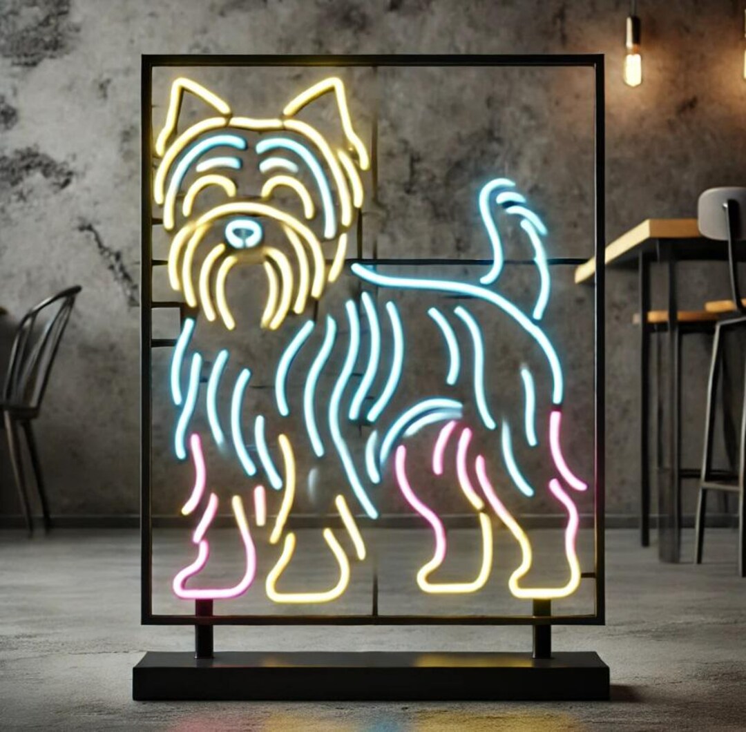 Dog Neon Sign, Yorkshire Terrier Neon Sign, Yorkie Neon Light, Yorkie ...