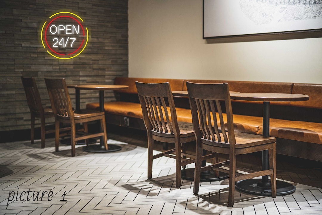 OPEN 24/7 Round LED Neon Sign - Lights Neon Sign for Business, Wall ...