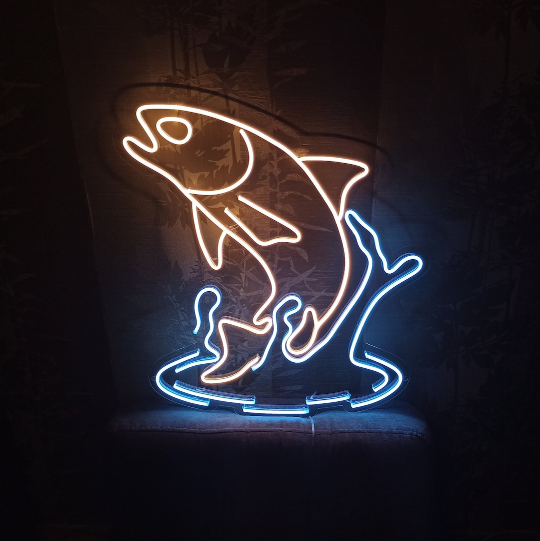 Salmon Fish Neon Sign, Neon Sign as a Gift for a Fisherman, Alaskan ...