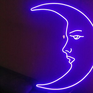 Moon Neon Sign, Moon Neon Light Sign, Moon Neon Light, Neon Wall Art ...