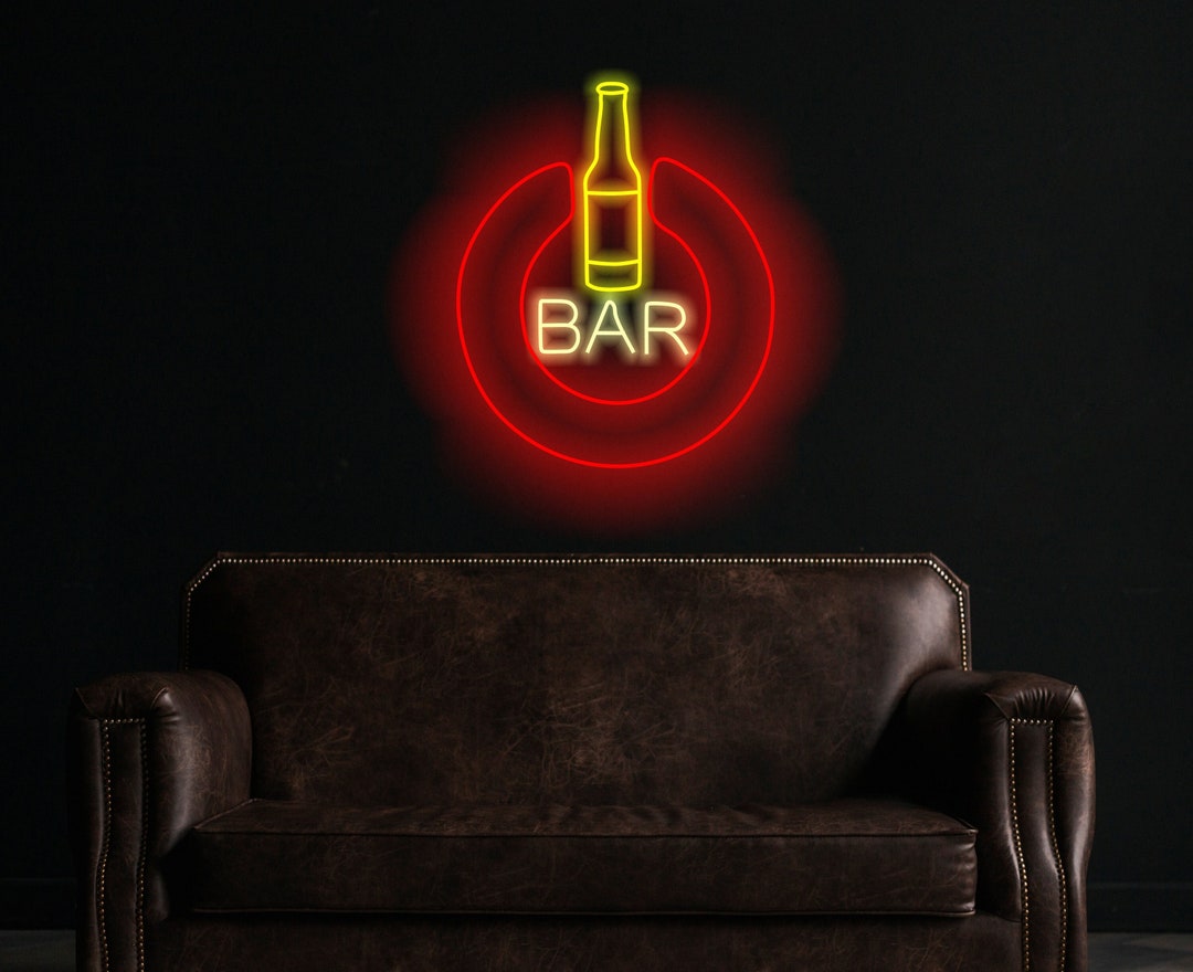Neon Bar Sign, Pub Neon Sign, Man Cave Sign, Home Bar Sign, Open Neon ...