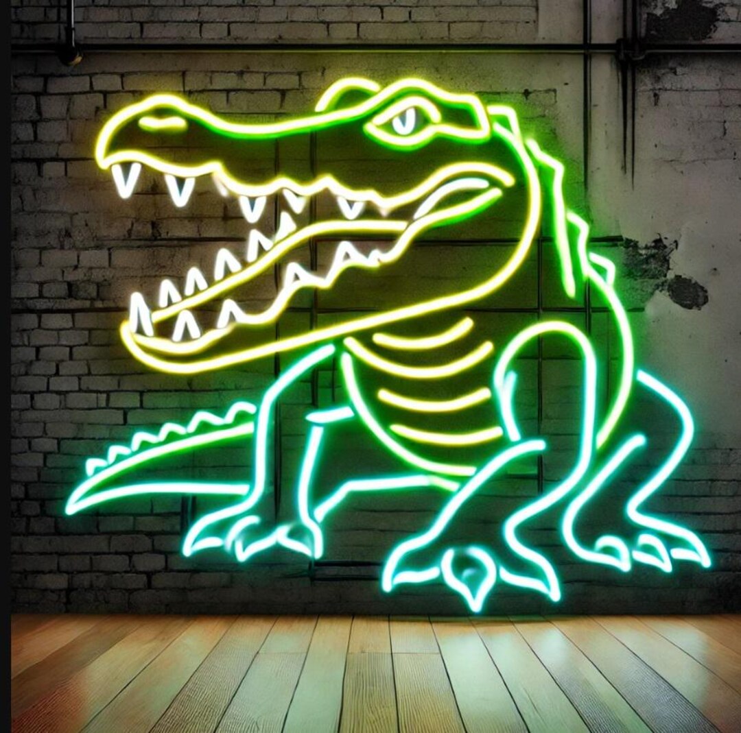 Crocodile Neon Sign, Crocodile Neon Light, Neon Sign With Crocodile ...