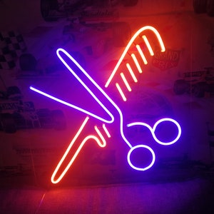 Neon Sign Scissors and Comb for Beauty Salons, Home Decor Neon Sign ...