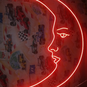 Moon Neon Sign, Moon Neon Light Sign, Moon Neon Light, Neon Wall Art ...