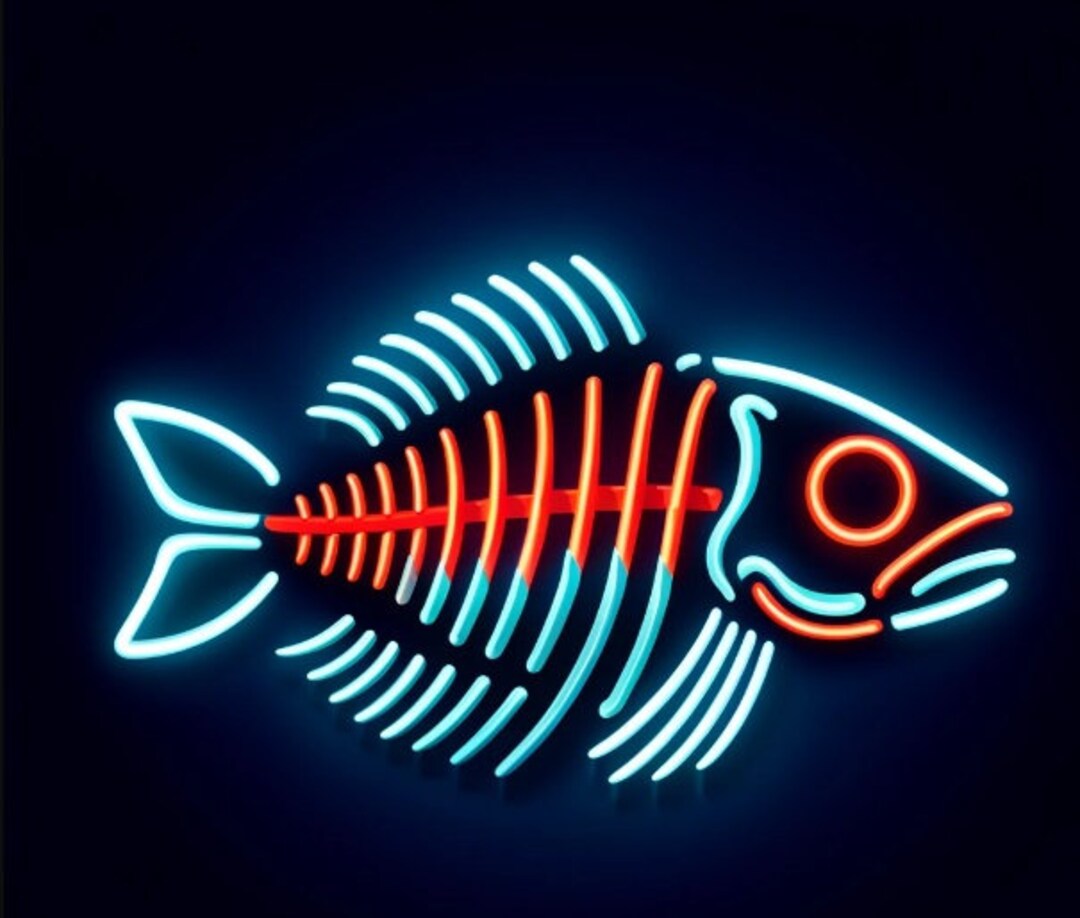 Fish Neon Sign, Skeleton Fish Neon Sign, Gift for a Fisherman ...