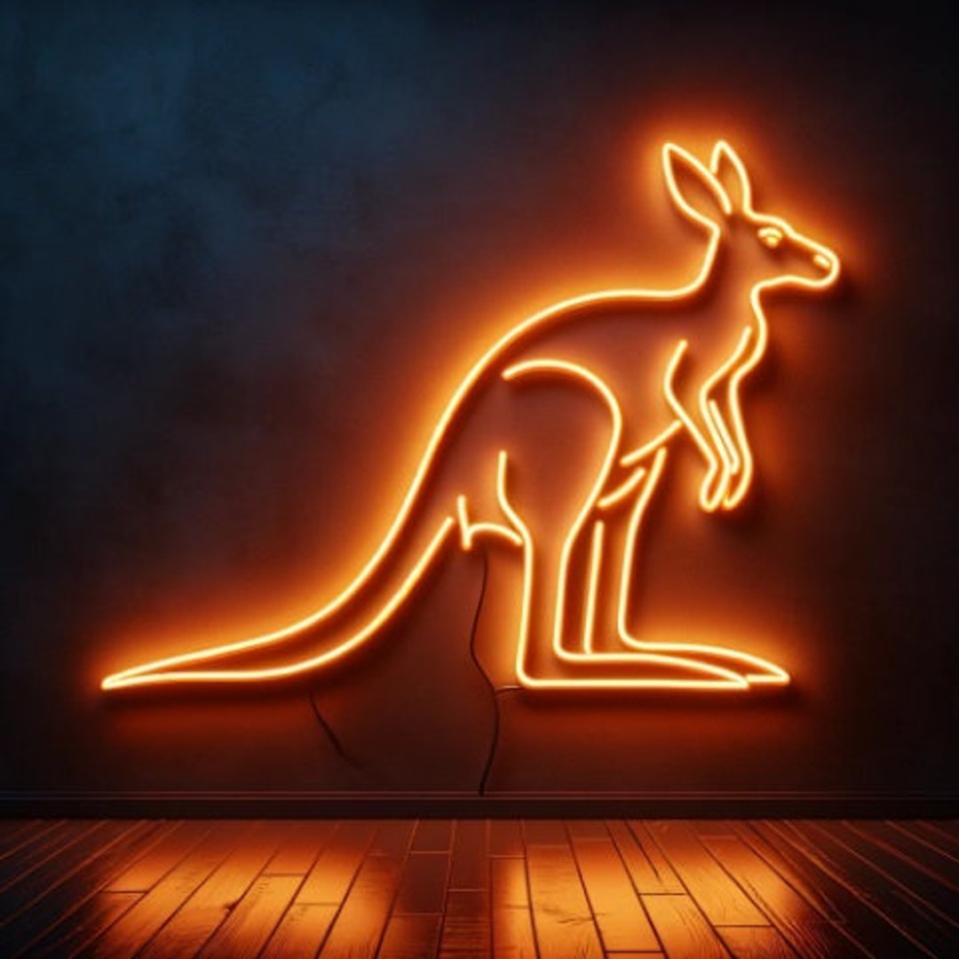 Neon Kangaroo Sign, Neon Kangaroo Display, Kangaroo-shaped Neon Sign ...