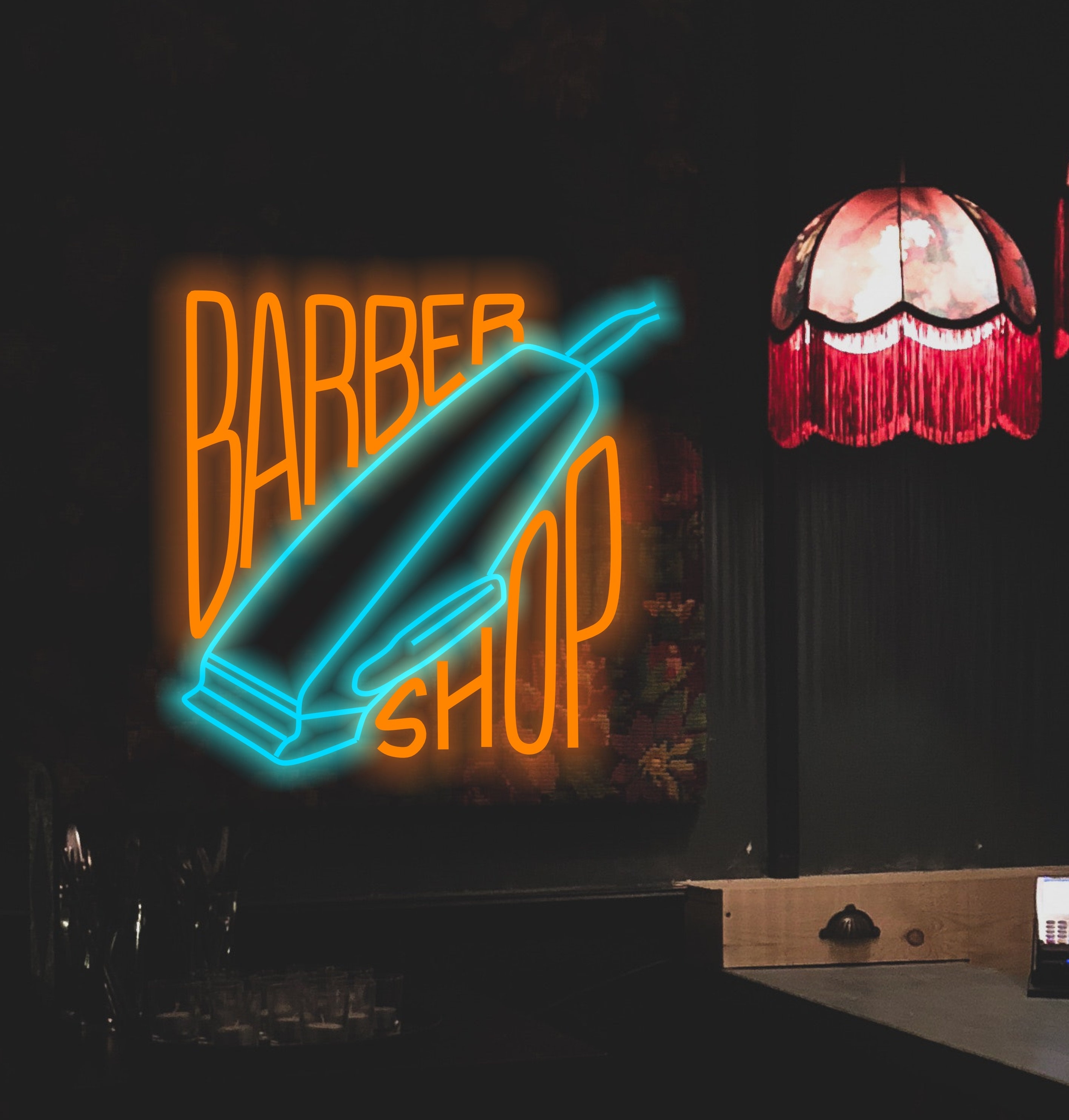 Barber Shop Haircuts and Shaves Neon Sign, Barber Shop Beauty Salon ...