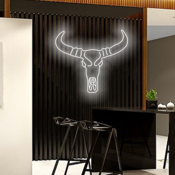 Cow Skull Neon - Etsy