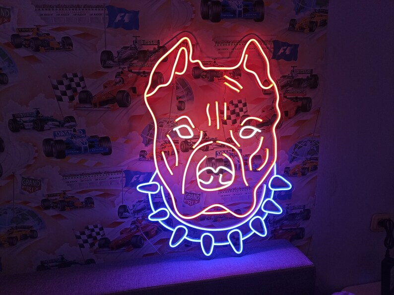 Dog Neon Sign, Bulldog Pet Neon Sign, Pitbull Neon Sign, Home Decor Pet ...