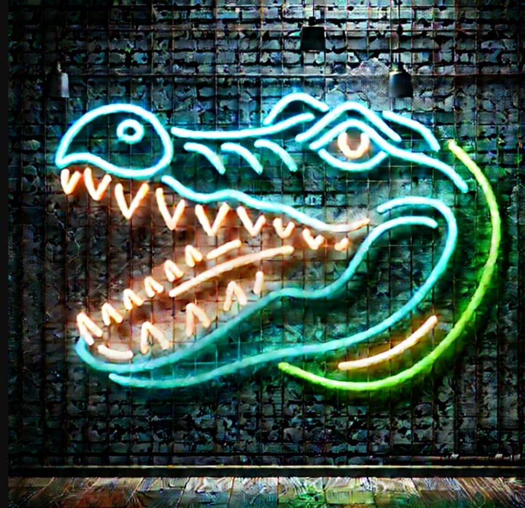 Neon Crocodile Sign, Crocodile Neon Light, Neon Sign With Crocodile ...