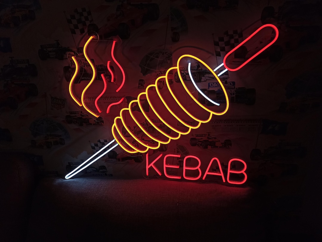 Kebab Neon Sign, Neon Kebab Sign, Kebab Neon Light, Glowing Kebab Neon ...