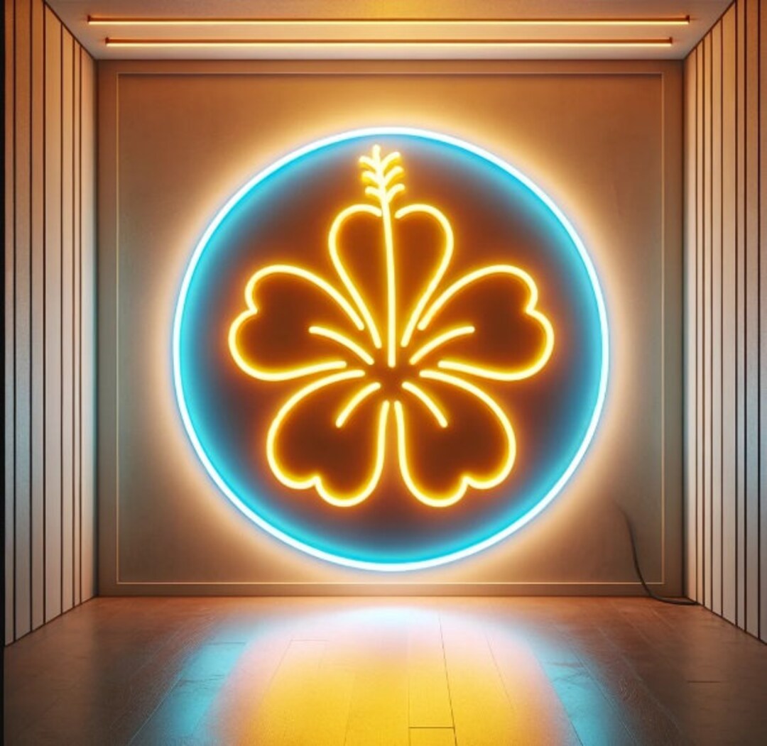 Hibiscus Neon Sign, Floral Neon Light, Tropical Flower Neon Sign ...