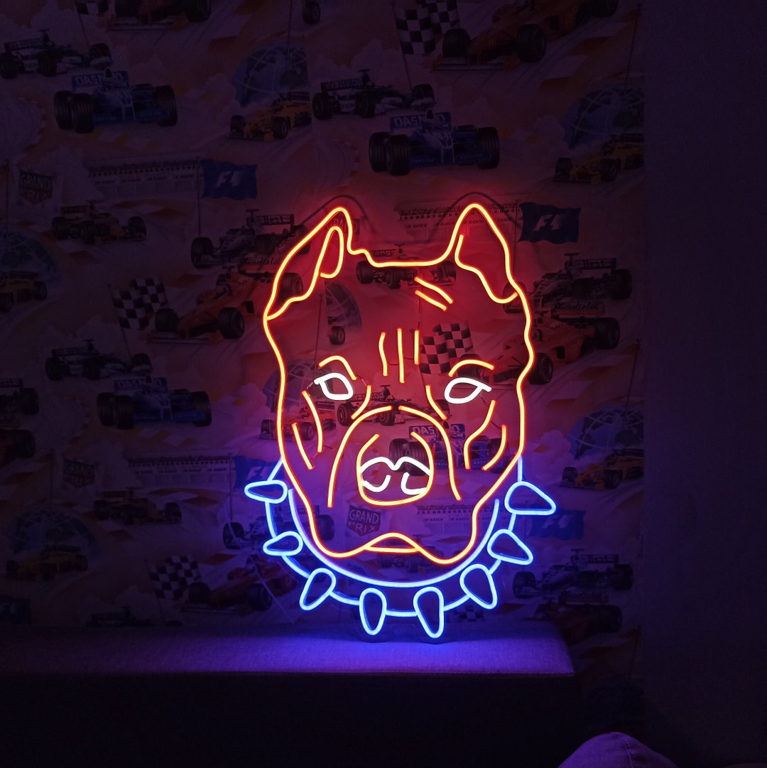 Dog Neon Sign, Bulldog Pet Neon Sign, Pitbull Neon Sign, Home Decor Pet ...